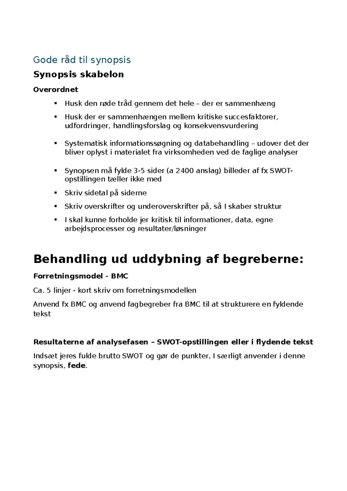 B. Gode Råd til Synopsis: Struktur og Analyser for KSF - Studocu