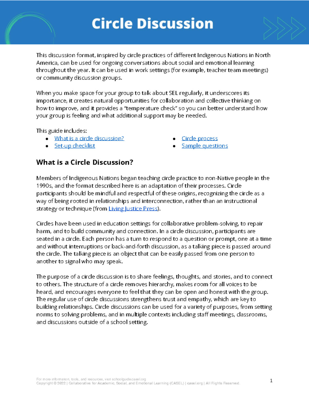 Circle Discussion Practices for Social & Emotional Learning (SEL) - Studocu