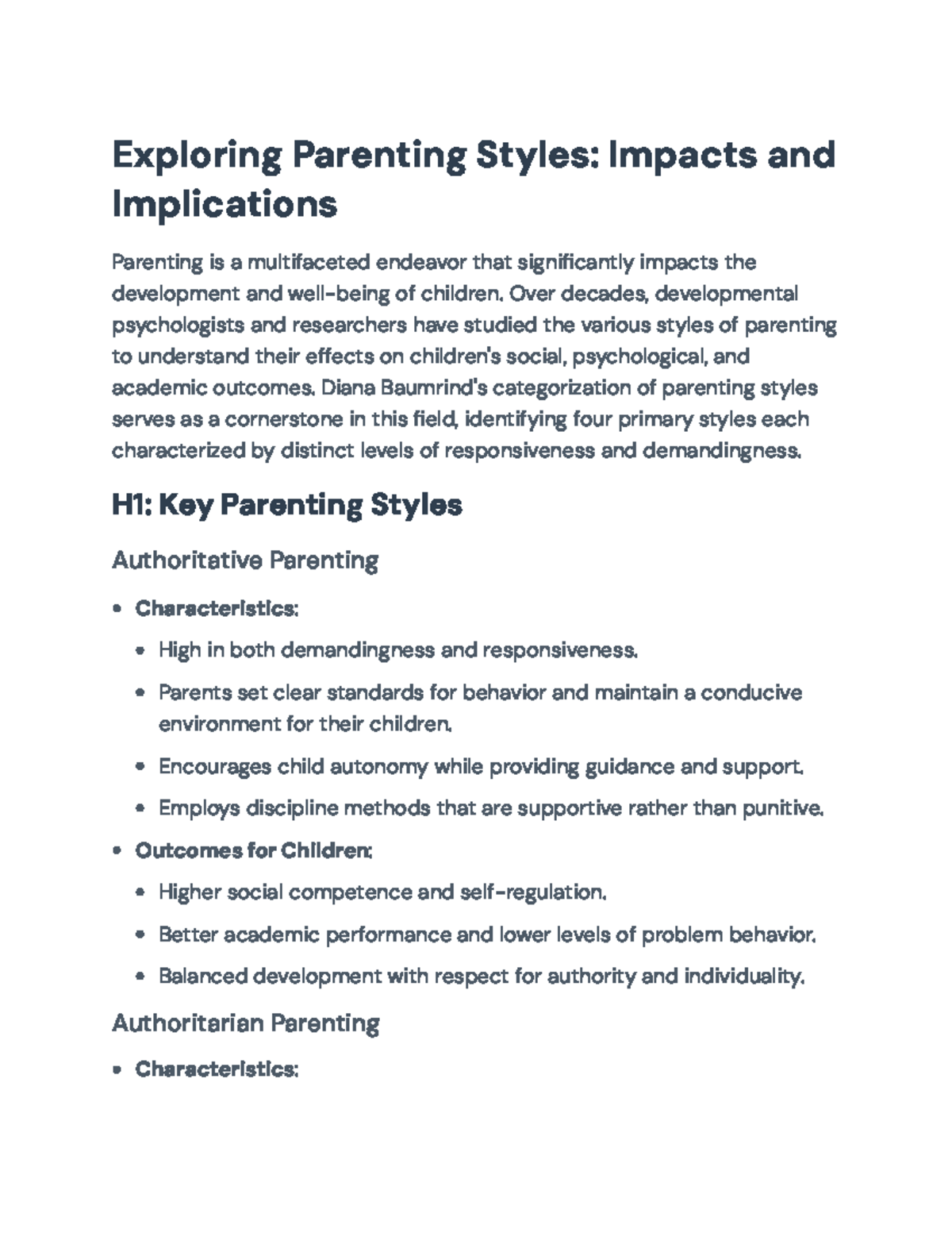Exploring Parenting Styles: Impacts on Child Development and Outcomes ...