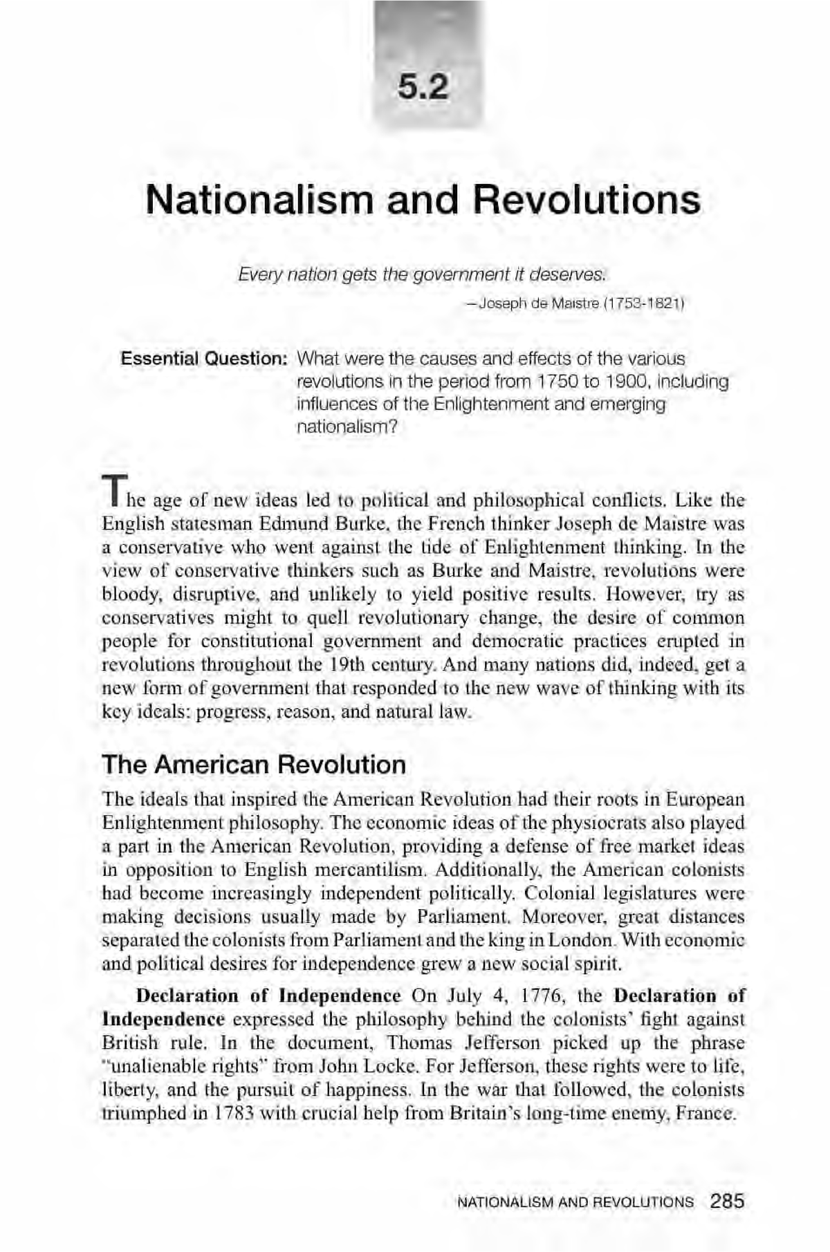 Amsco 5.2: Nationalism and Revolutions (1750-1900) - Causes & Effects ...