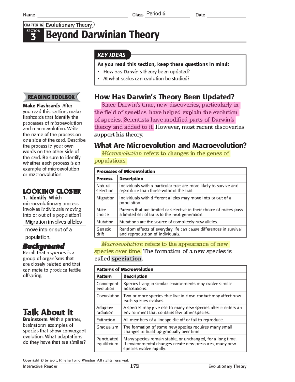 Evolutionary Theory: Updates Beyond Darwin - Chapter 16 Insights - Studocu
