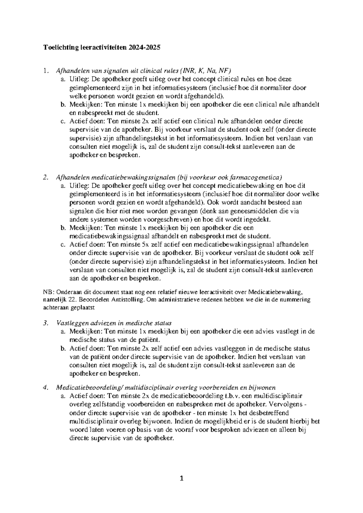 Leeractiviteiten Ziekenhuisapotheek 2024-2025: Uitleg & Acties ...