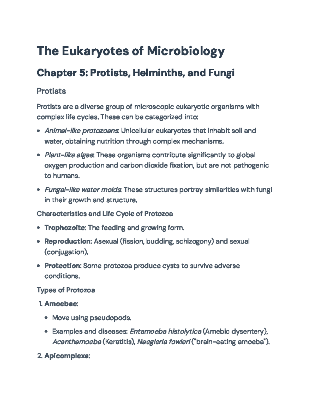 Microbiology Notes: Chapter 5 - Protists, Helminths, & Fungi - The ...