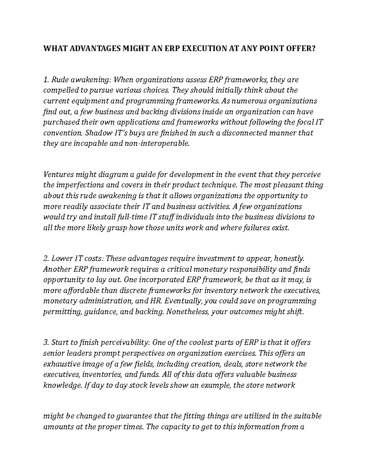 WHAT Advantages Might AN ERP Execution AT ANY Point Offer - WHAT ...