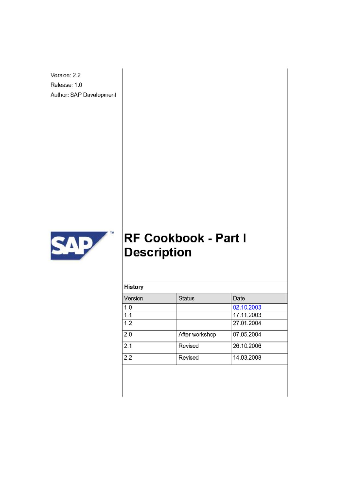 RF Cookbook - Part I: Technical Documentation for SAP RF Framework ...