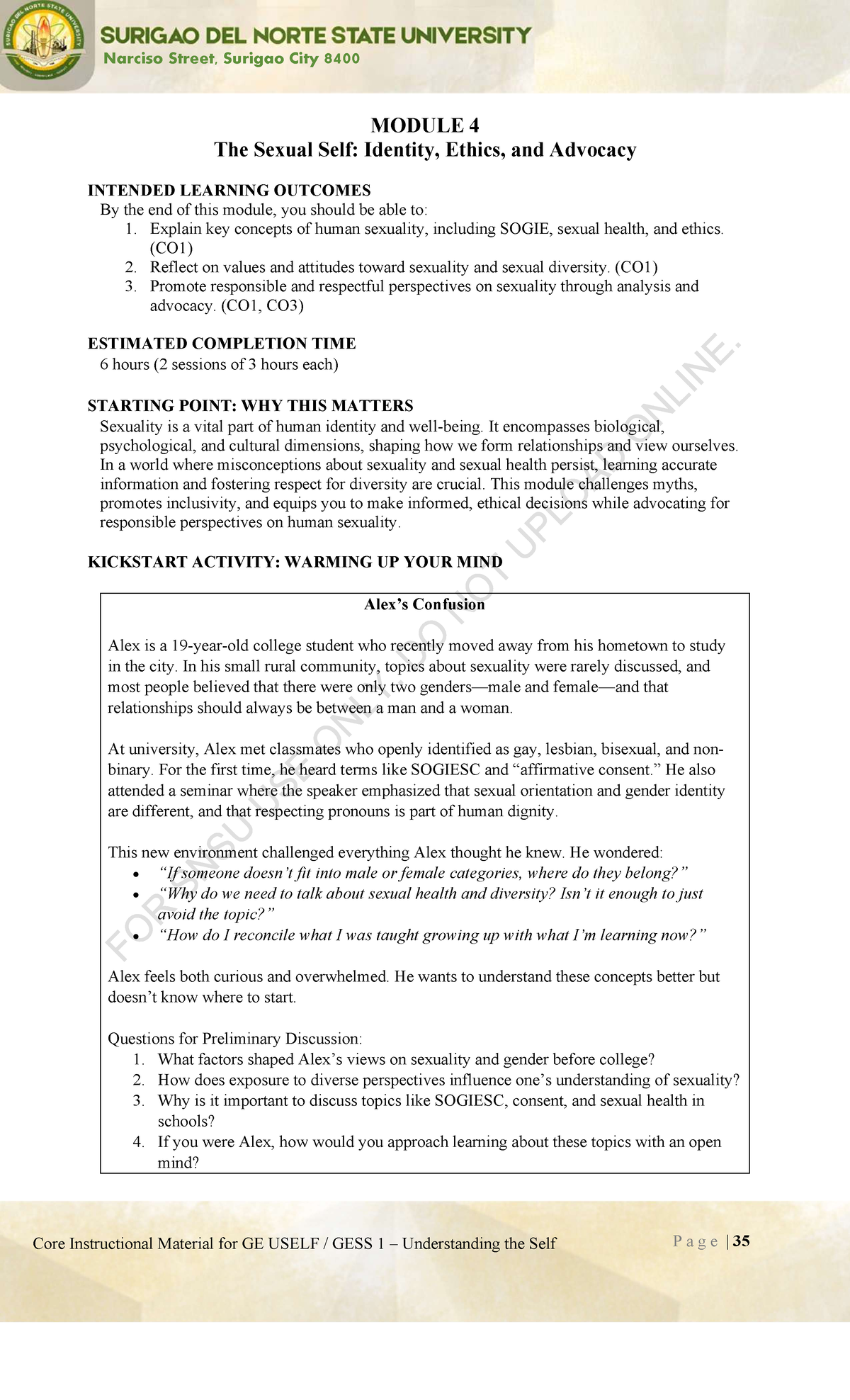 Module 4: The Sexual Self - Identity, Ethics, and Advocacy (GE USELF ...