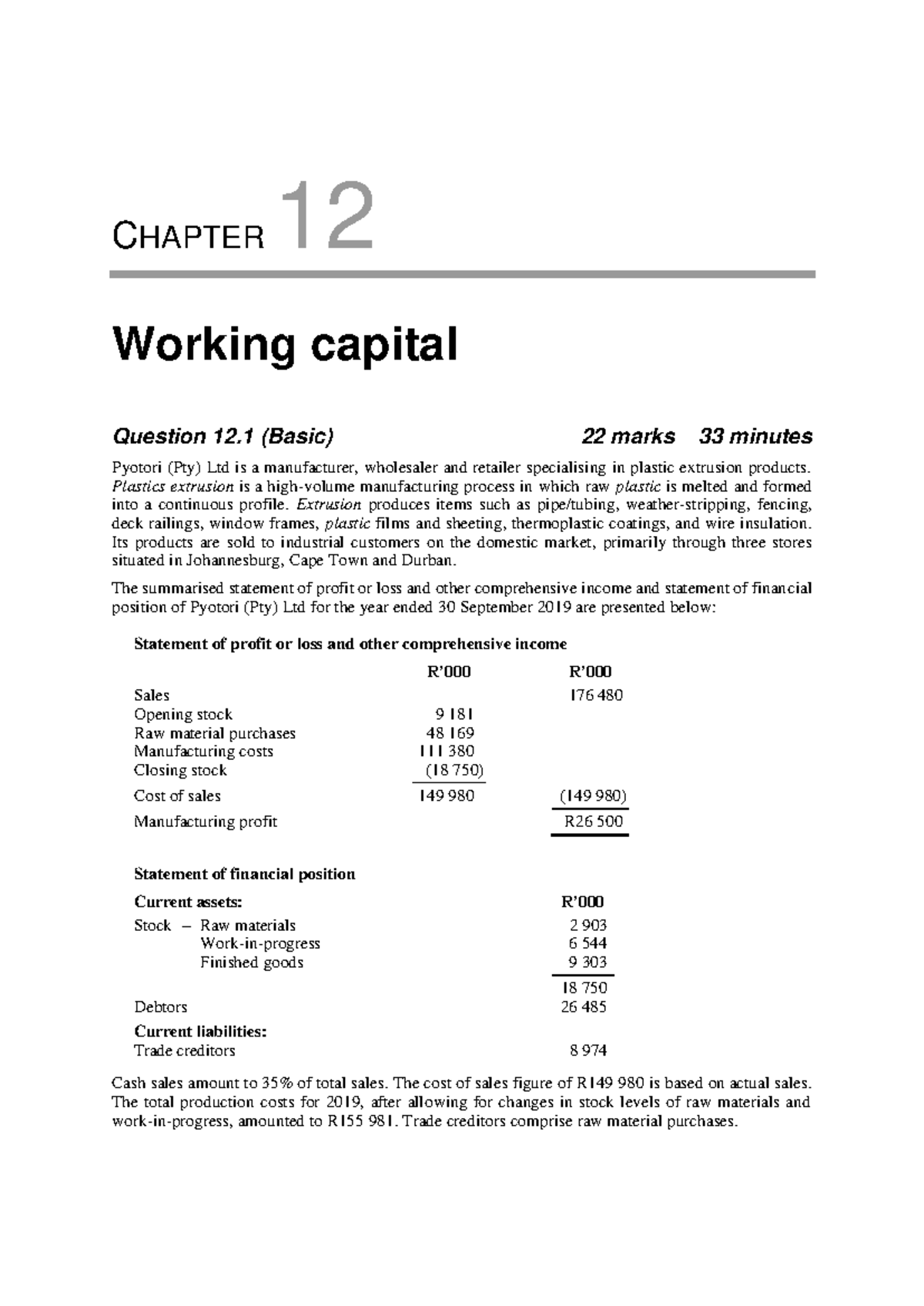 QB 12 - Chapter 12 Working Capital Analysis (Question 12.1) - Studocu