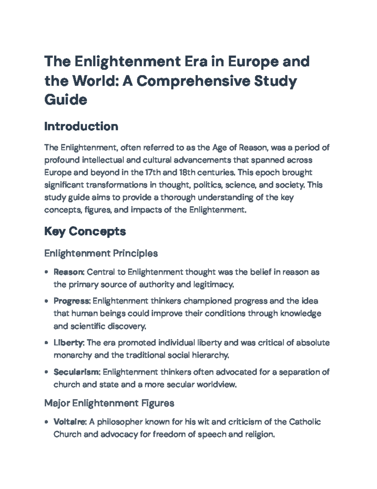Enlightenment Era: Comprehensive Study Guide for History Course - The ...