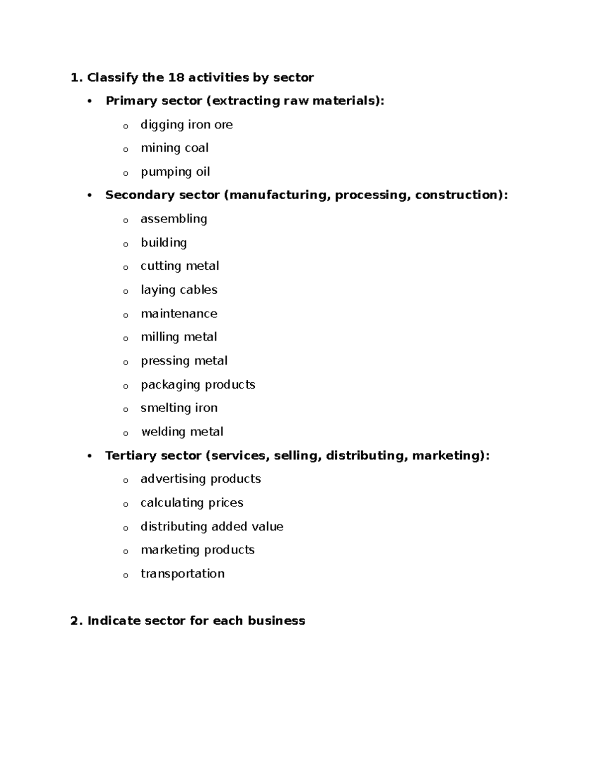Unit 6 - 123456: Classification of Economic Activities by Sector - Studocu