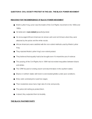 The Black Power Movement: Key Principles and Influential Leaders - Studocu
