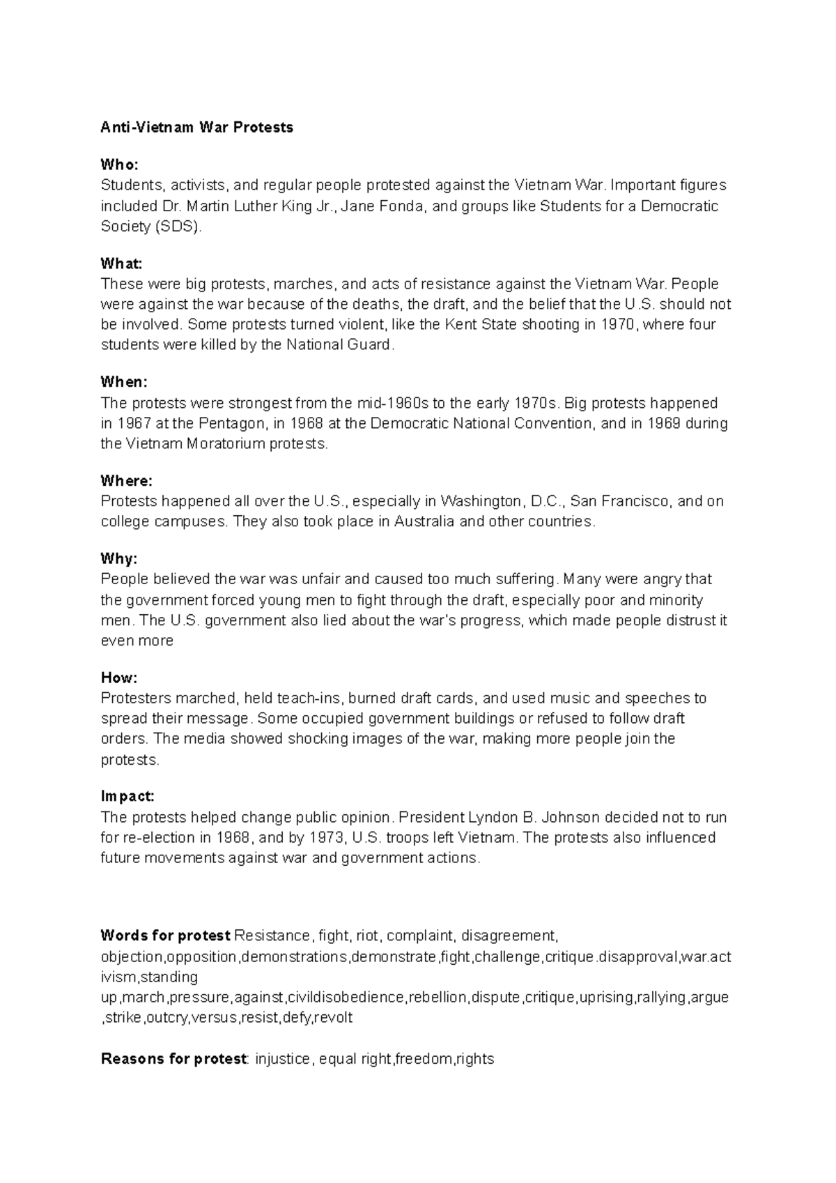 Anti-Vietnam War Protests: Key Figures & Events - Studocu