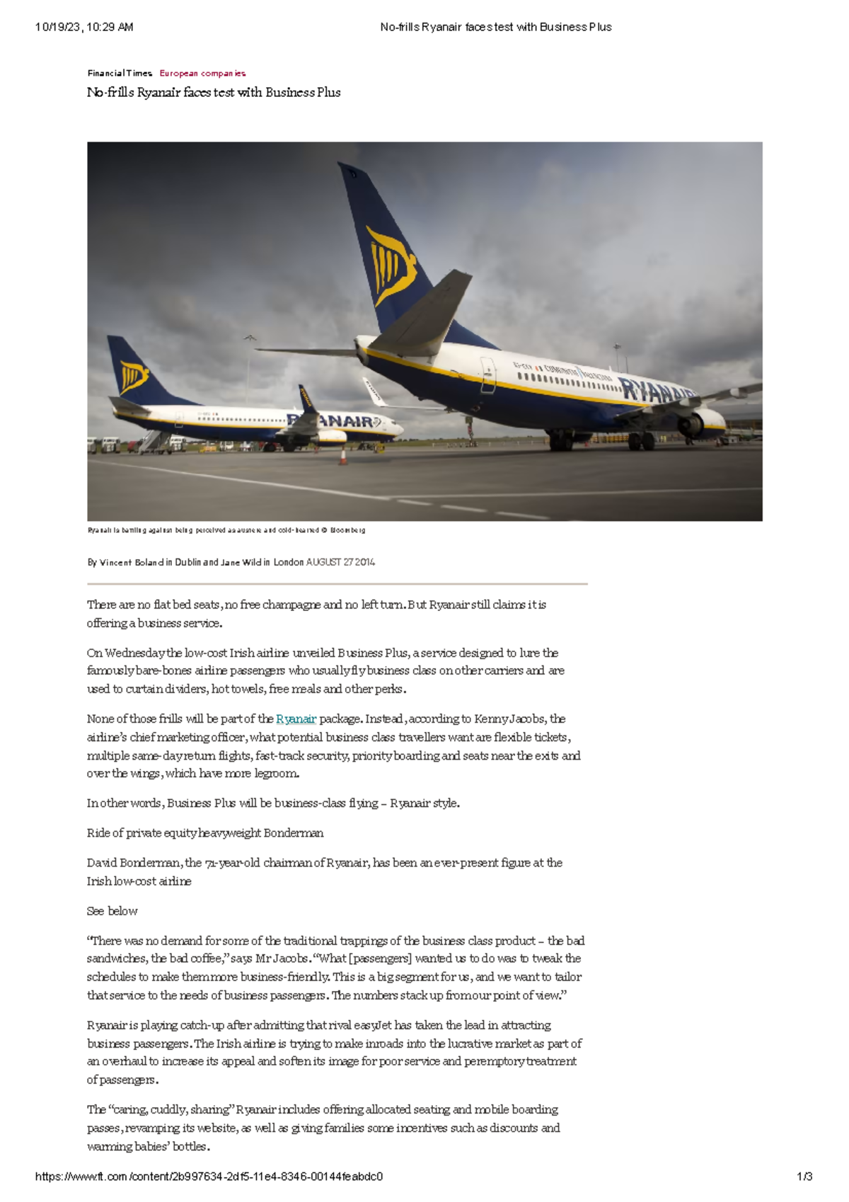 Ryanair's Business Plus Challenge: Competing for Business Travelers ...