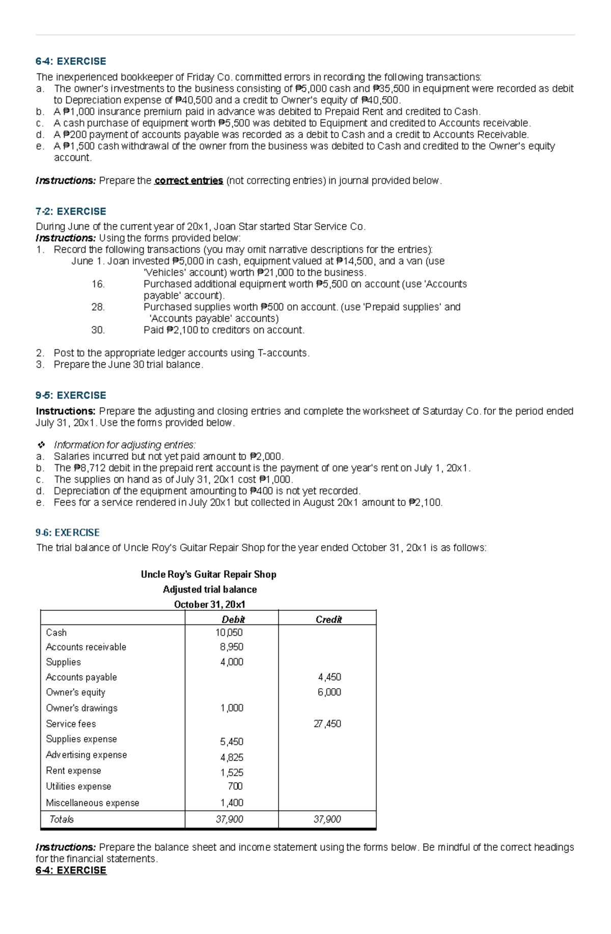 Midterm Exam - Accounting Journal Entries & Financial Statements - Studocu
