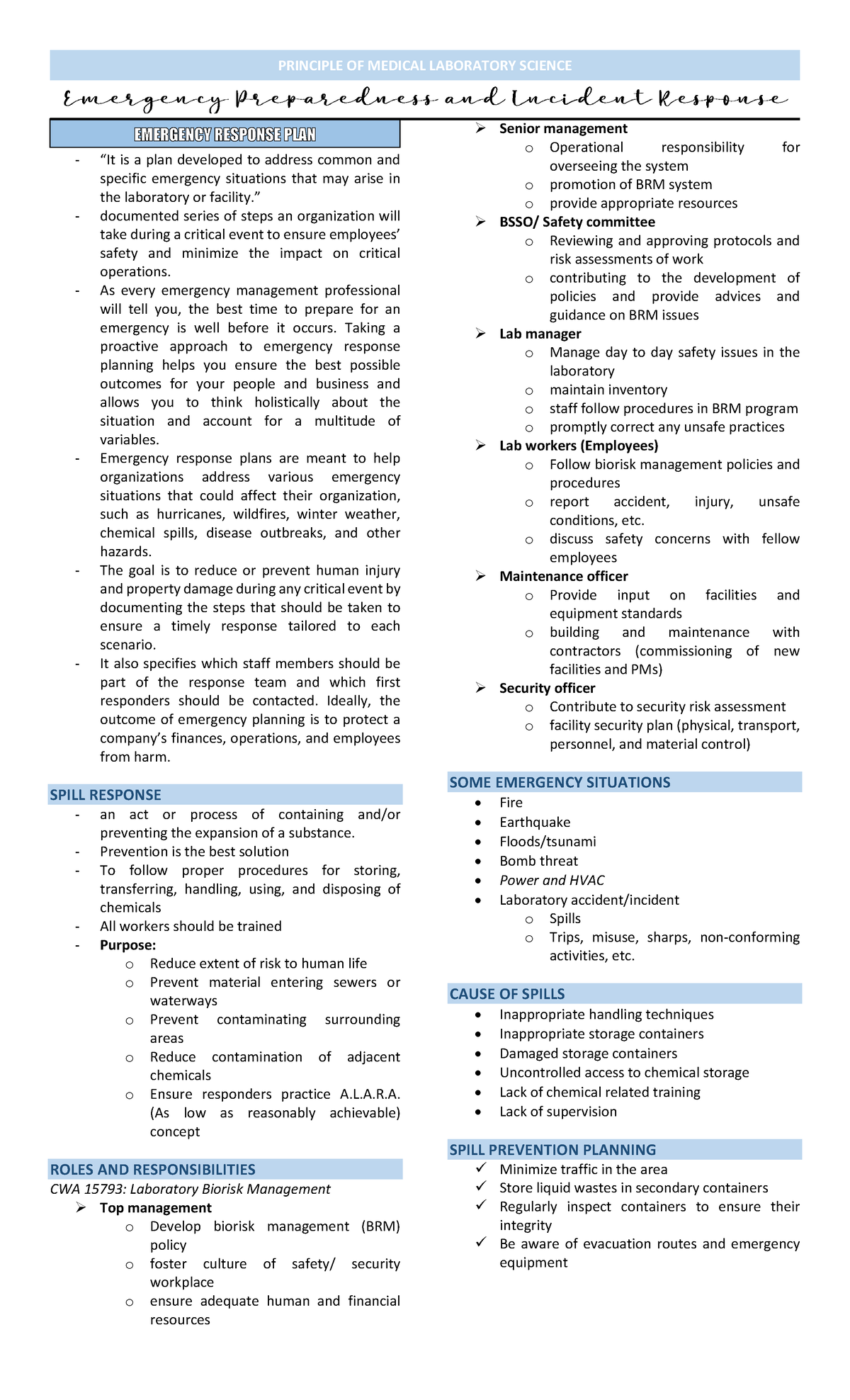 Emergency Preparedness in Medical Laboratory Science: CWA 15793 ...