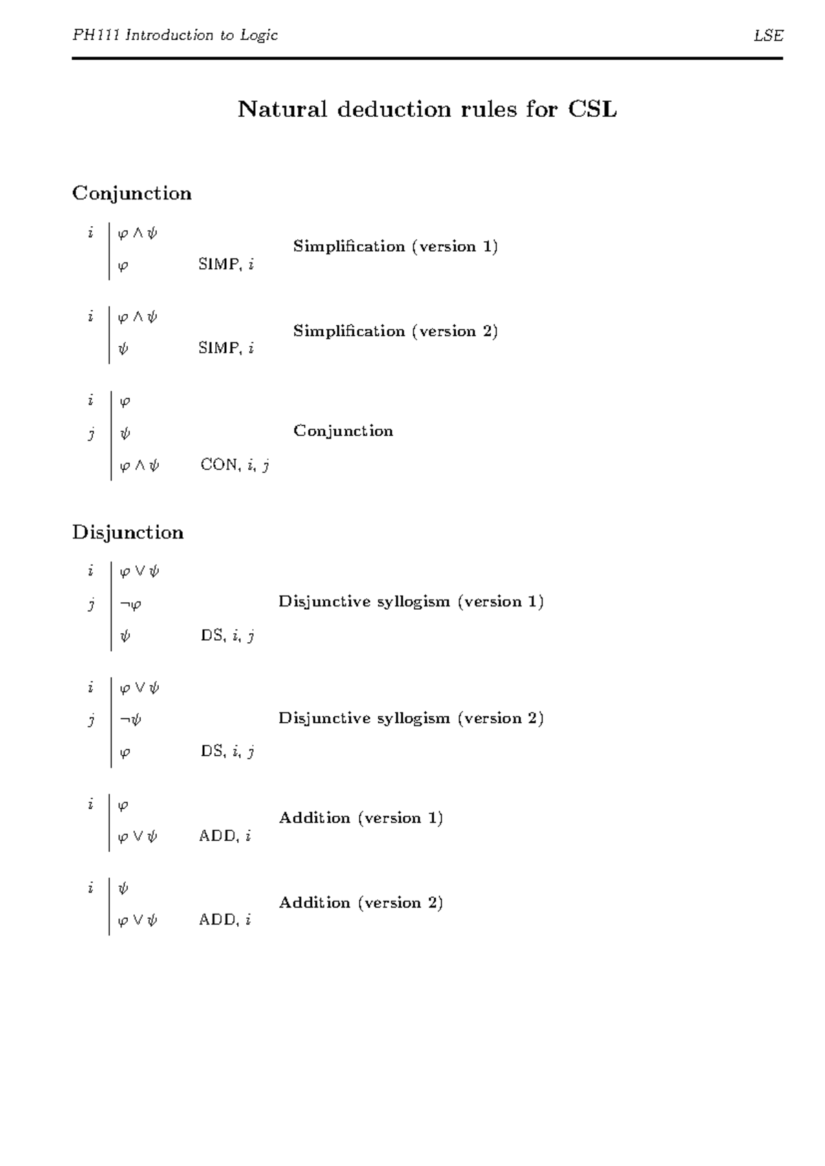PH111 Logic: Natural Deduction Rules and Proof Techniques - Studocu
