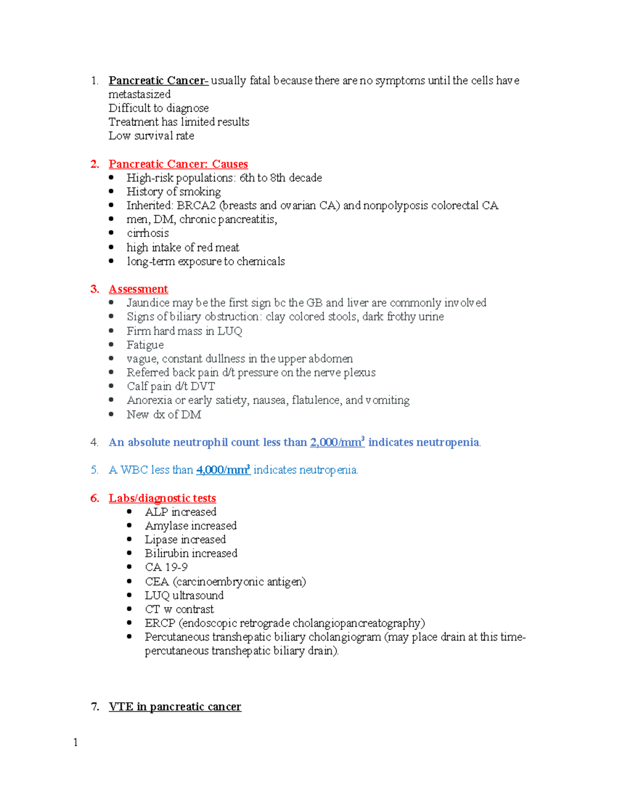 2. Med Surg Notes on Pancreatic Cancer Assessment & Interventions - Studocu