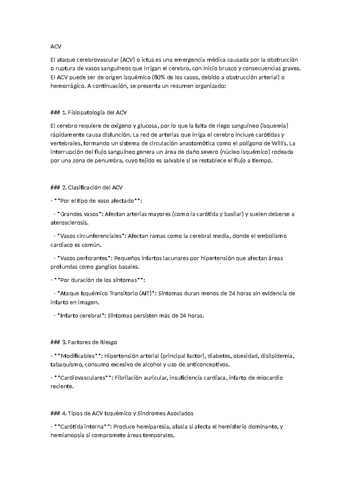 ACV - Resumen Completo sobre el Ataque Cerebrovascular y sus Tipos ...