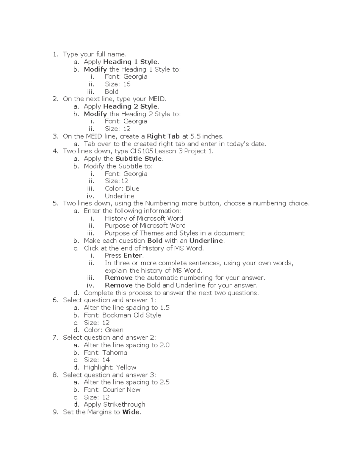 CIS 105 - Lesson 3 Project Formatting and Style Guide - Studocu