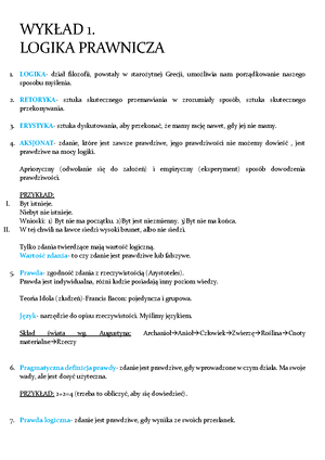 Logika - LOGIKA 1. CO TO JEST PRAWDA? Są różne definicje prawdy ...