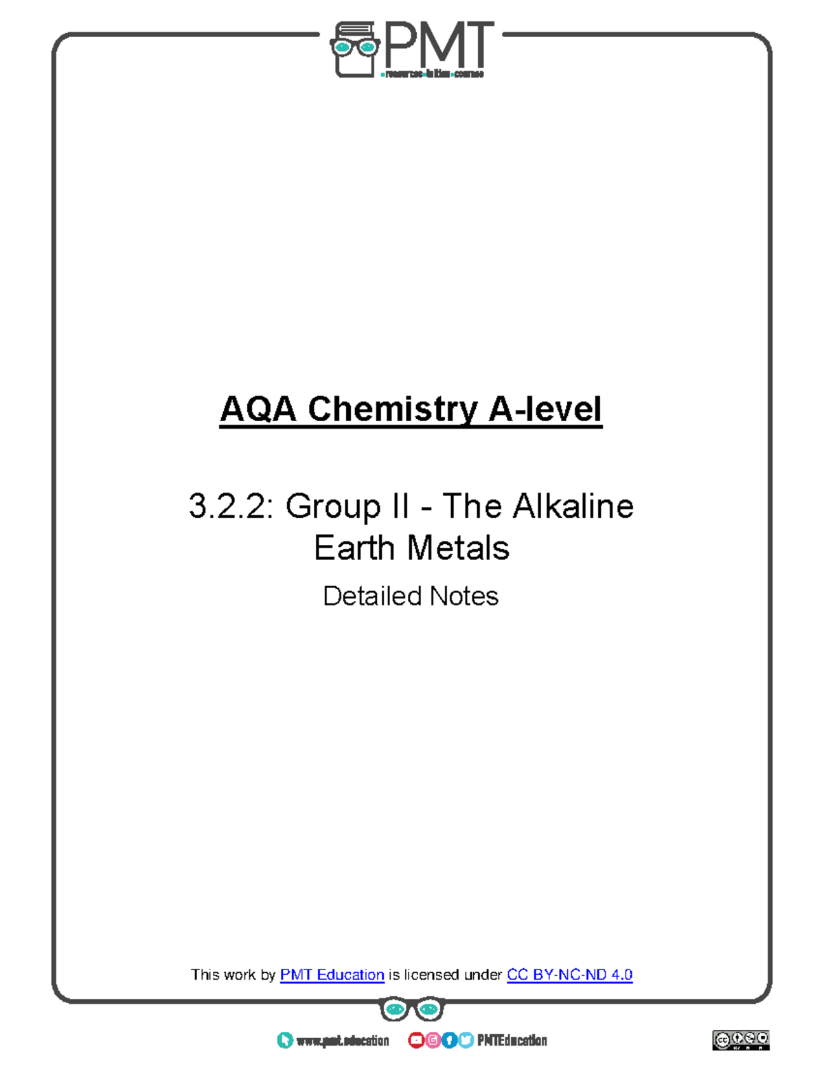 AQA Chemistry 3.2.2: Group II Alkaline Earth Metals Notes - Studocu