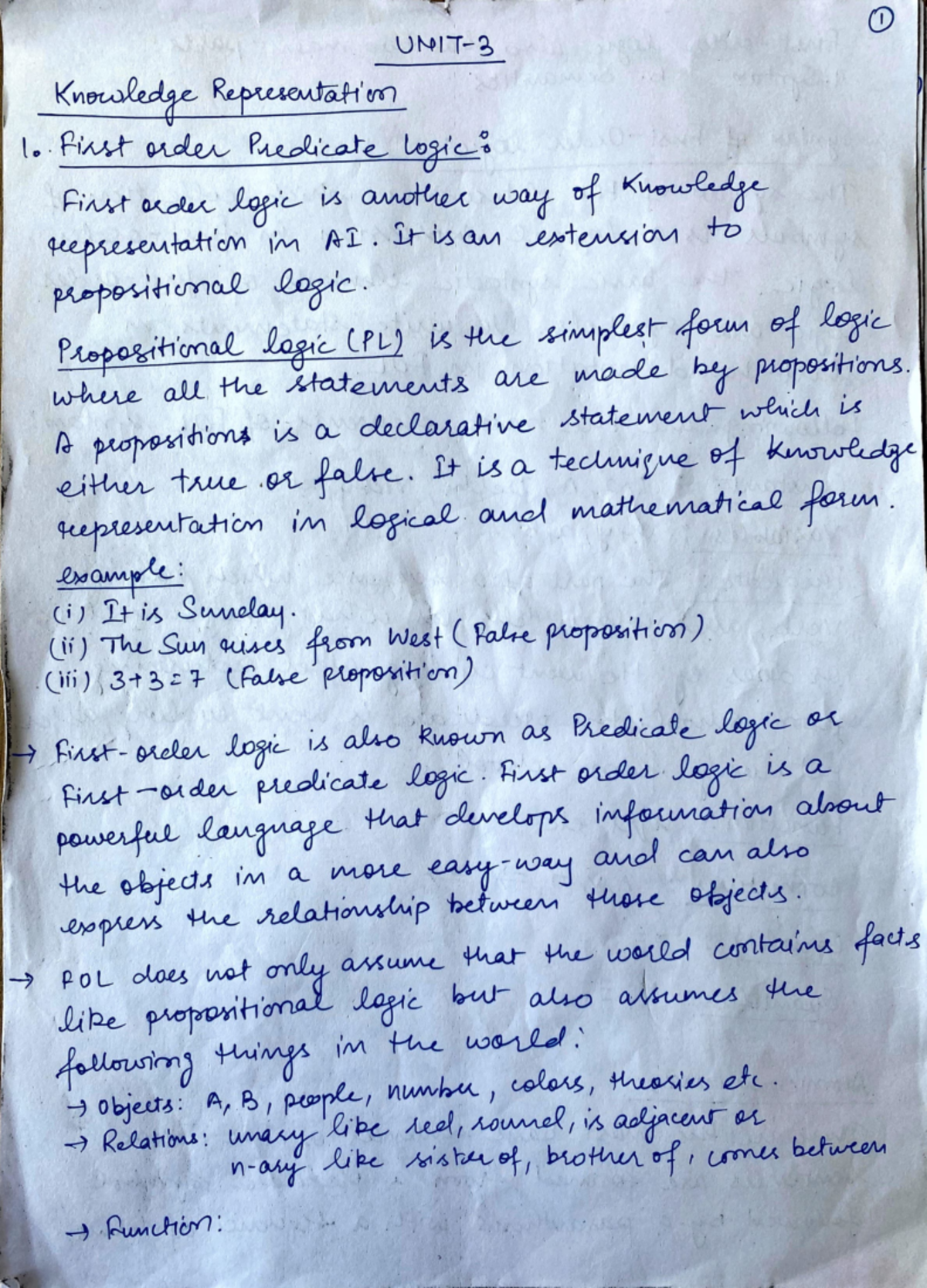 AI Handwritten Notes for Unit 3 - Lecture Overview - Studocu