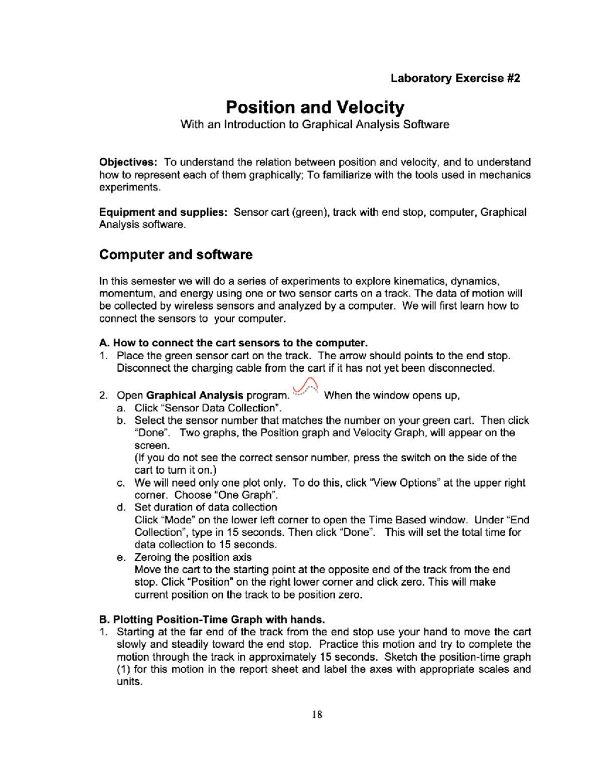 PHYS 110 LAB 2: Position and Velocity Graphical Analysis Exercise - Studocu