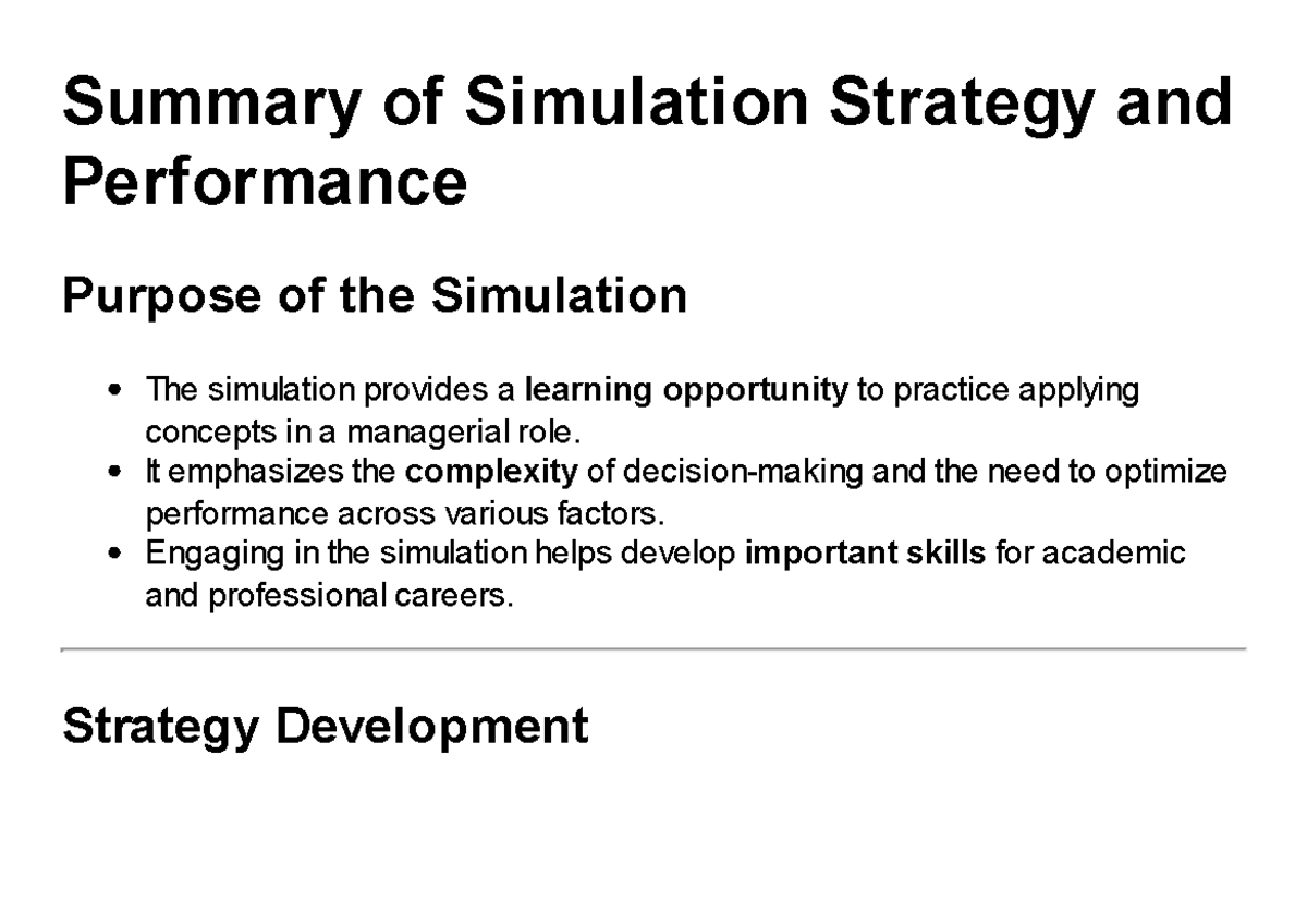 Lecture 4: Simulation Strategy & Performance in MGM 101 - Studocu