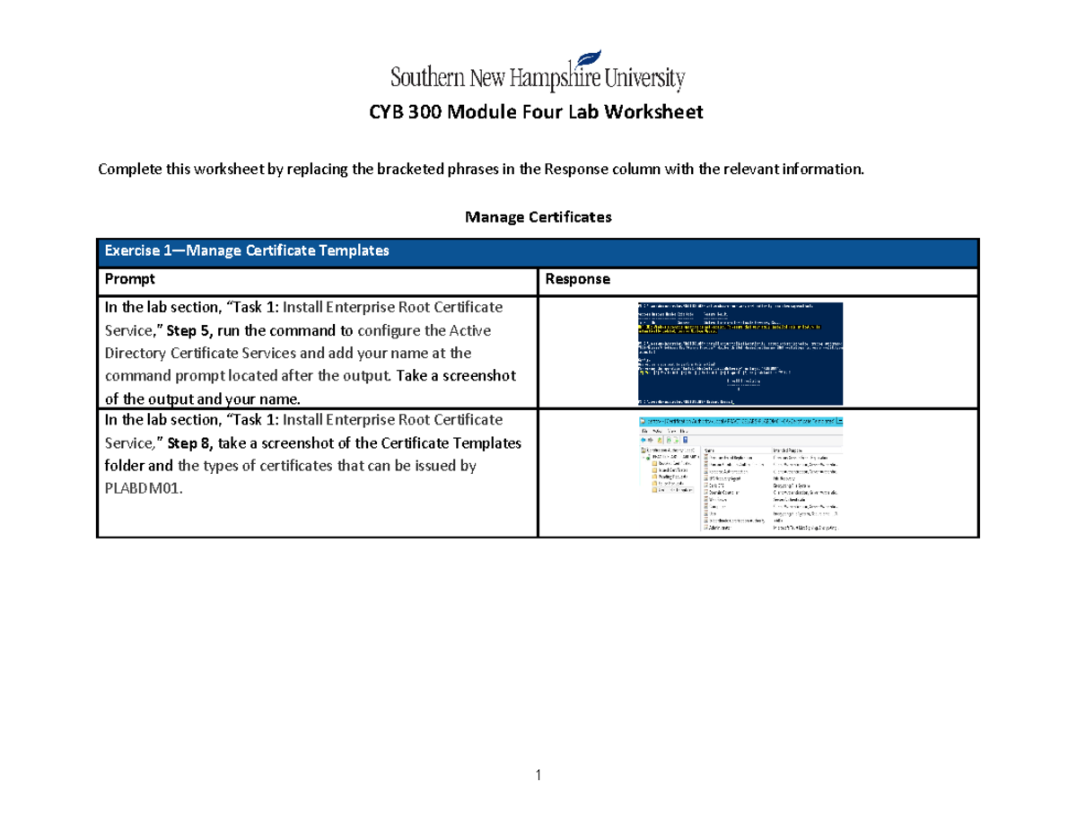 CYB 300 Module 4 Lab: Managing Certificates and Enrollment - Studocu