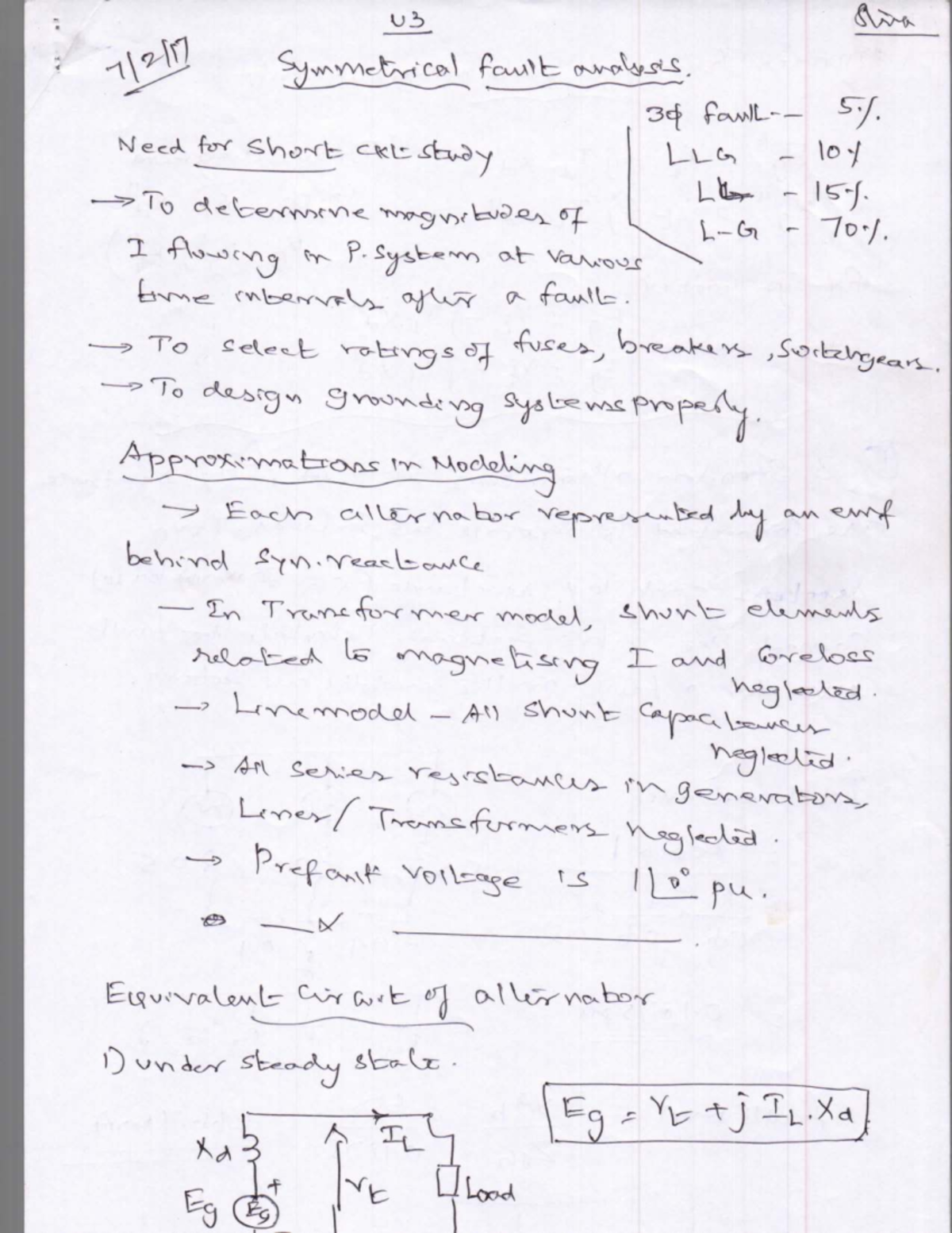 U3 Fault Analysis: Solved Problems for Symmetrical Faults - Studocu