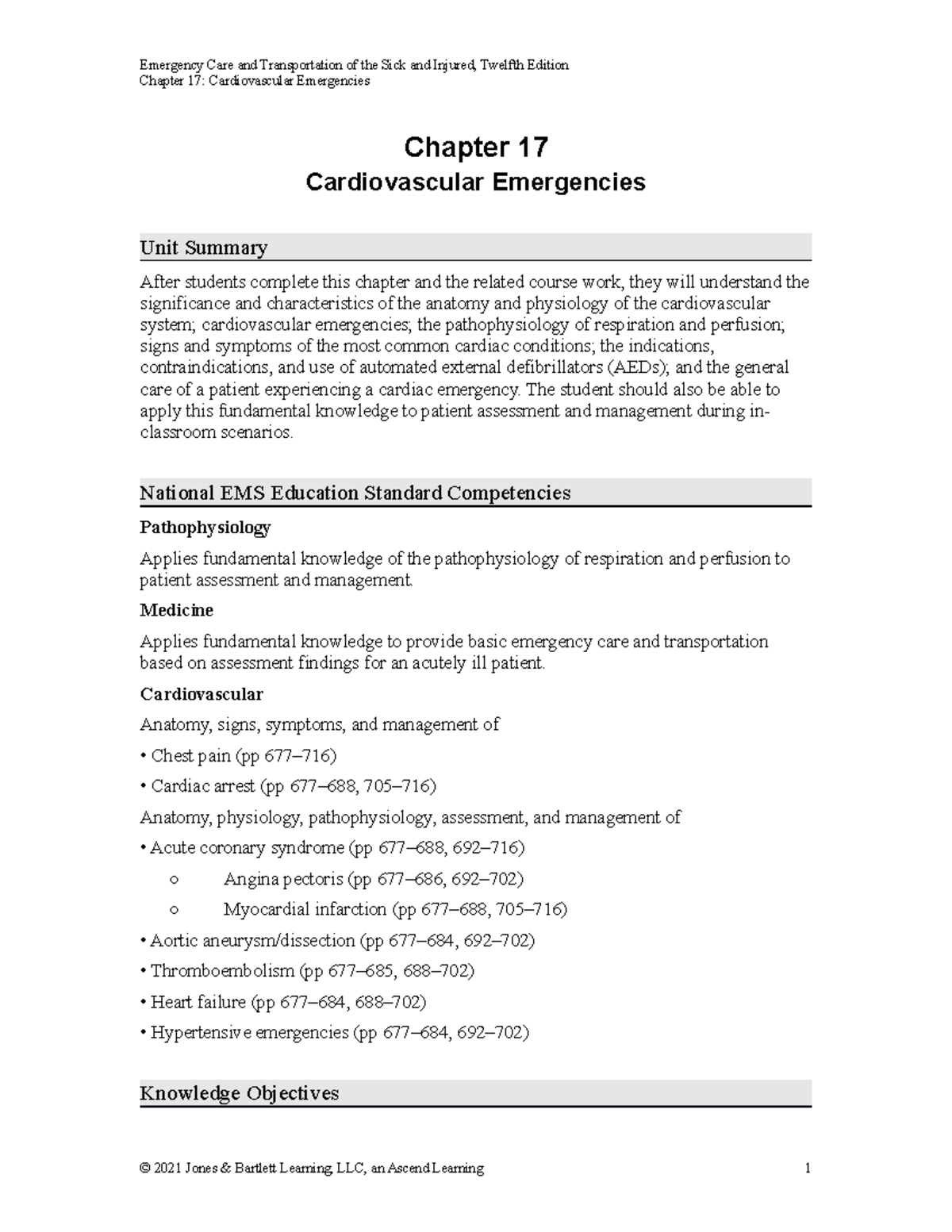 EMT Cardiovascular Emergencies: Chapter 17 Overview and Key Concepts ...
