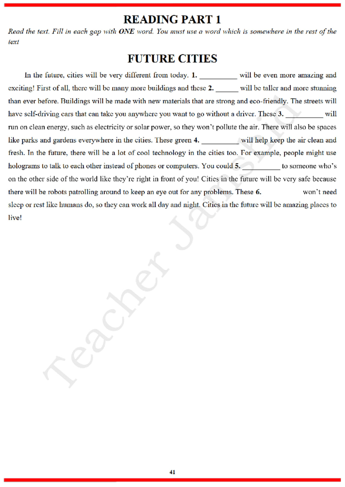 FUTURE CITIES: Reading Comprehension Practice Test (Organized 12) - Studocu