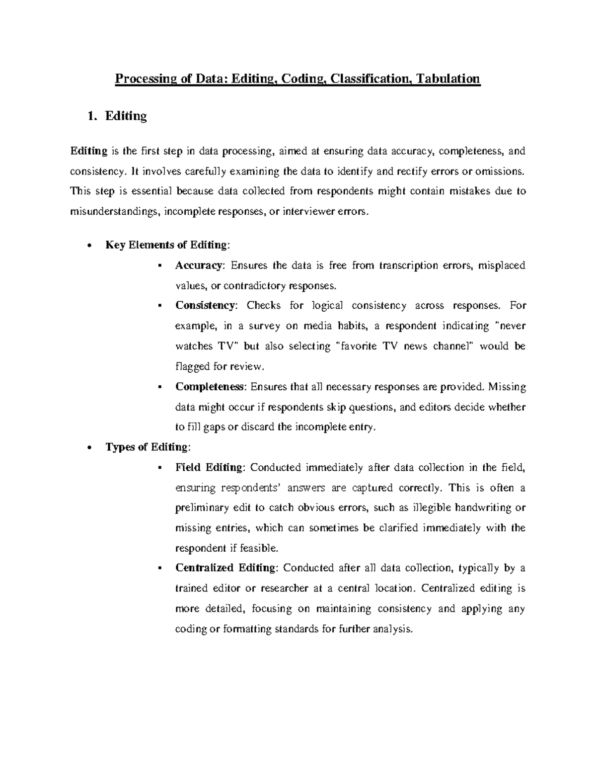 Mr Unit Iv Media Research Notes Unit 4 Processing Of Data Editing 4188