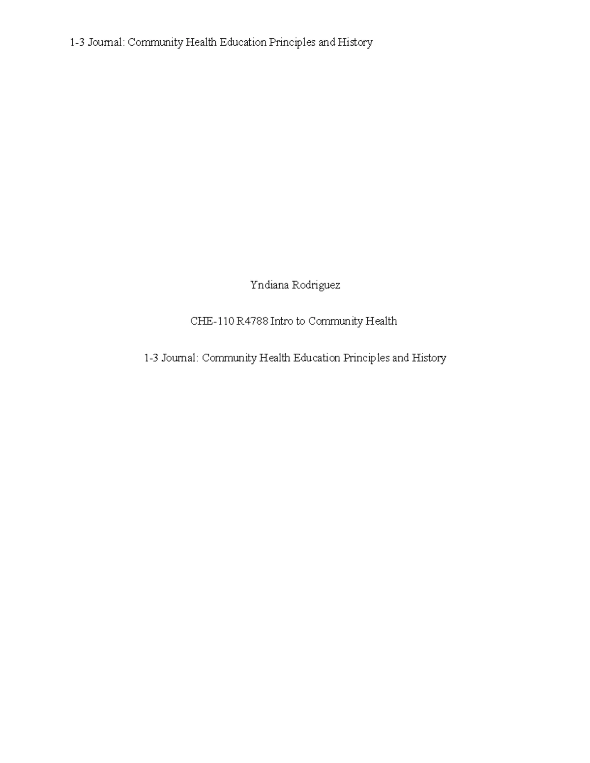 CHE-110 Final Project - Community Health Education and Mental Health ...