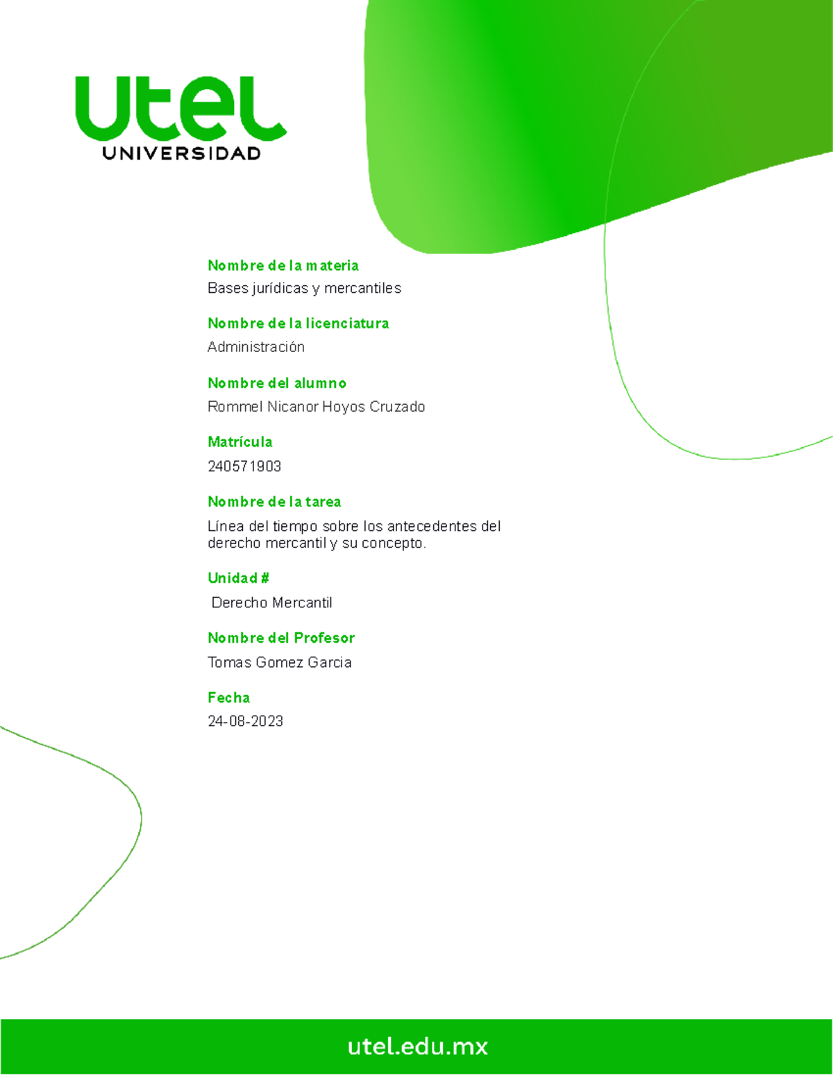 Hoyos Rommel PE S1 - habeas corpus - Nombre de la materia Bases ...