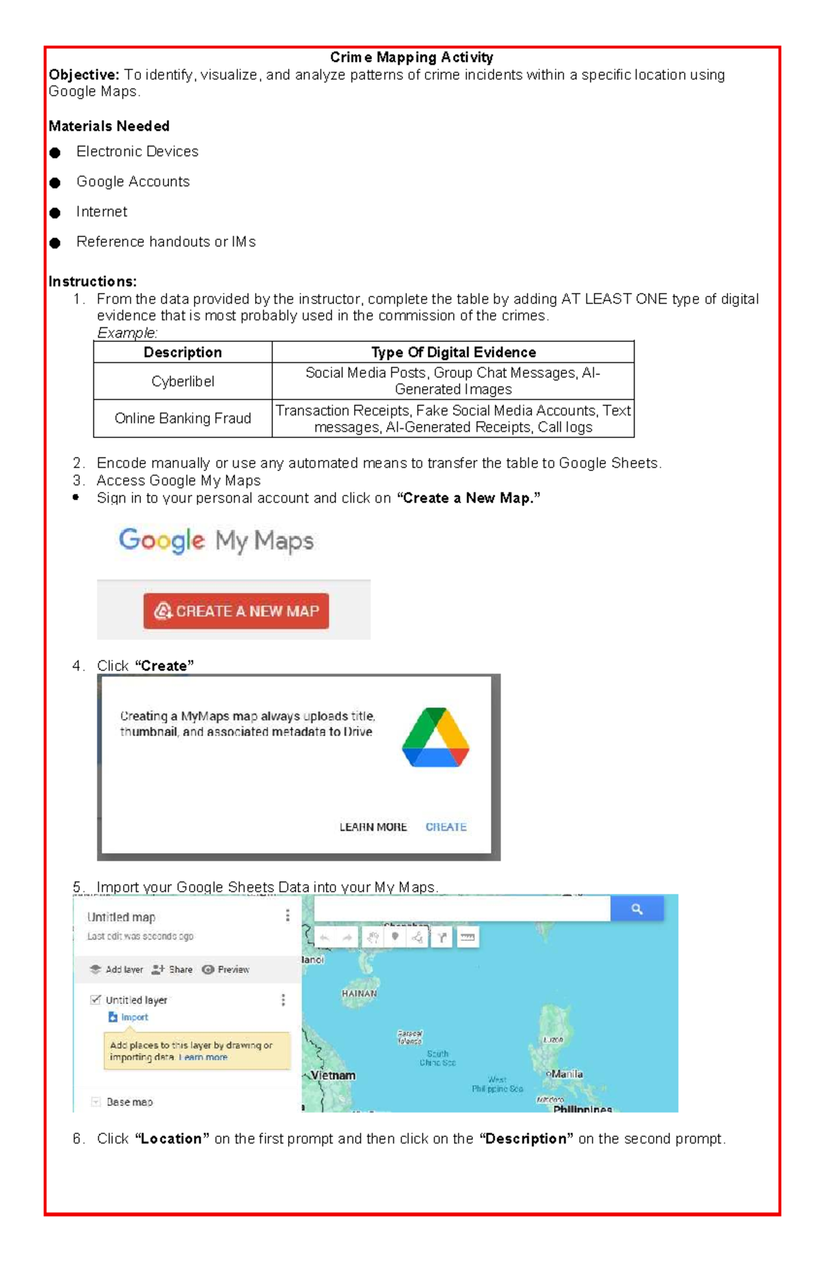 Frsccf 1 - Crime Mapping Activity and Digital Evidence Analysis - Studocu