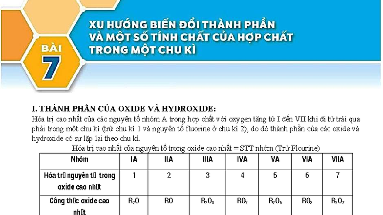 Bài 7 - HS - Tính Acid-Base của Oxide và Hydroxide - Studocu