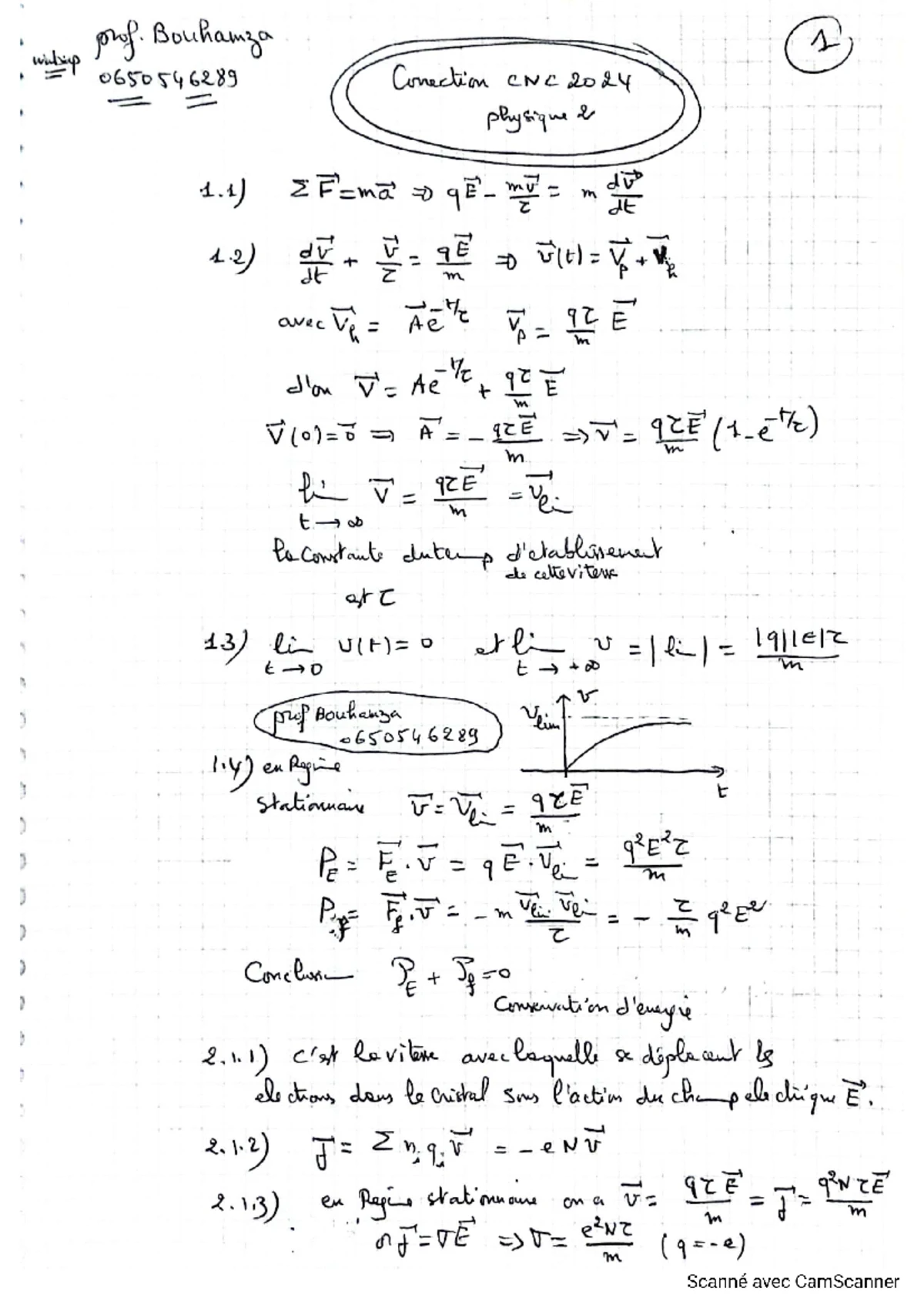 Résumé de physique sup et spé - du cours en PHYSIQUE Scanné avec Table des matières Mécanique 1 ...