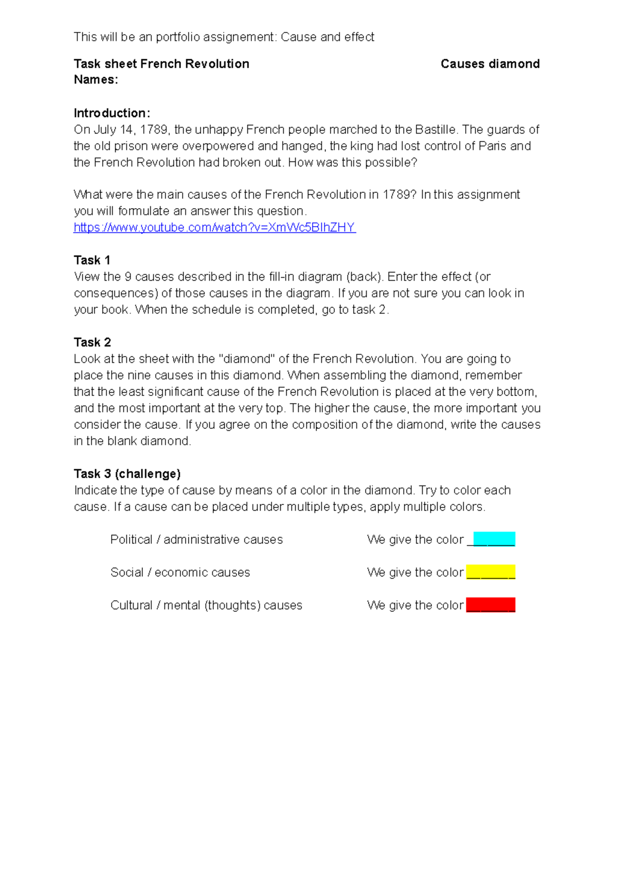 French Revolution Causes and Effects Portfolio Assignment (HIST101 ...