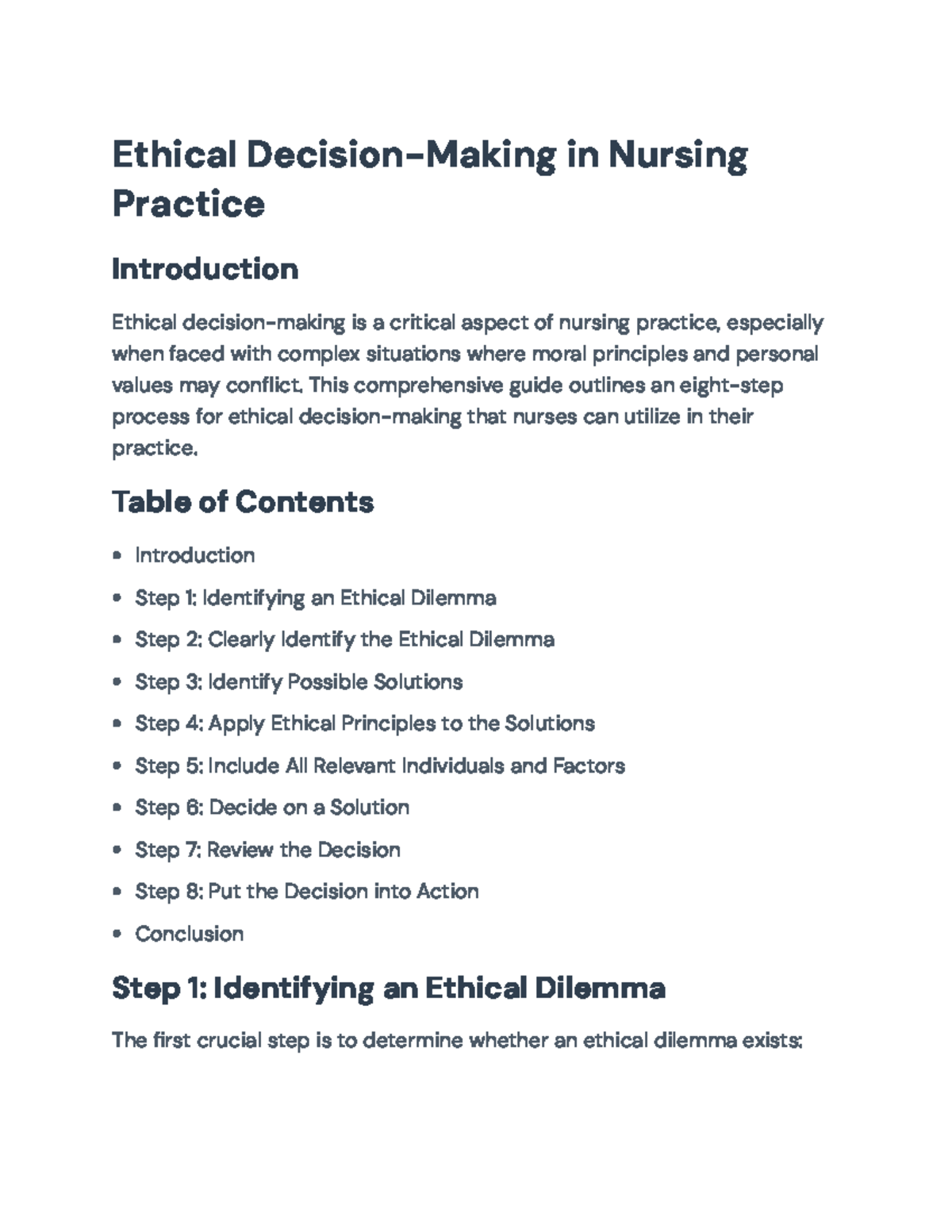 Ethical Decision-Making Process in Nursing Practice: A Guide - Ethical Decision-Making in ...
