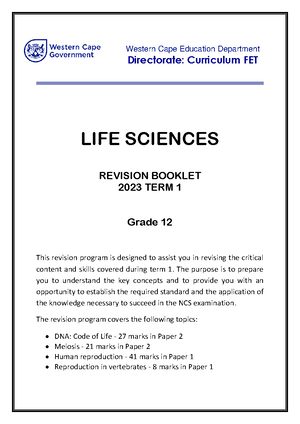 ENG Edition 5 Gr 12 Life Sciences - THE CHEAT SHEET Grade 12 CAPS Life ...