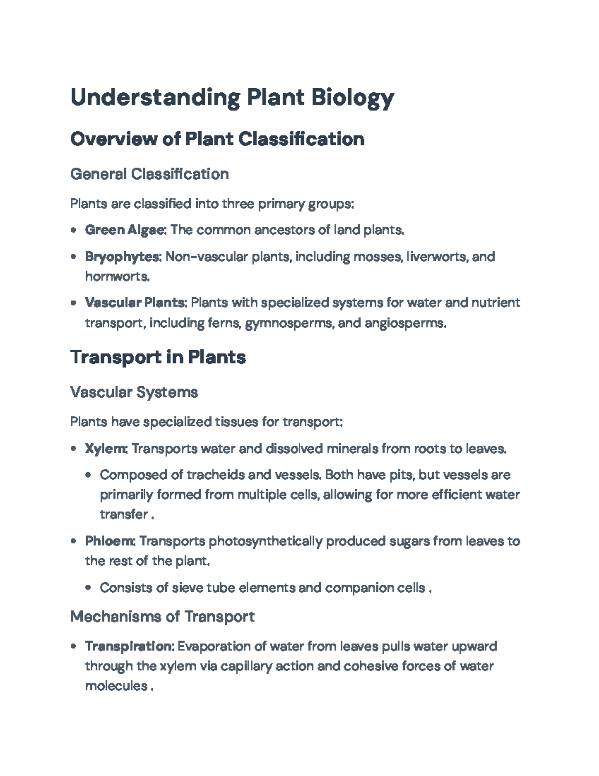 Understanding Plant Biology: Classification, Transport & Reproduction ...