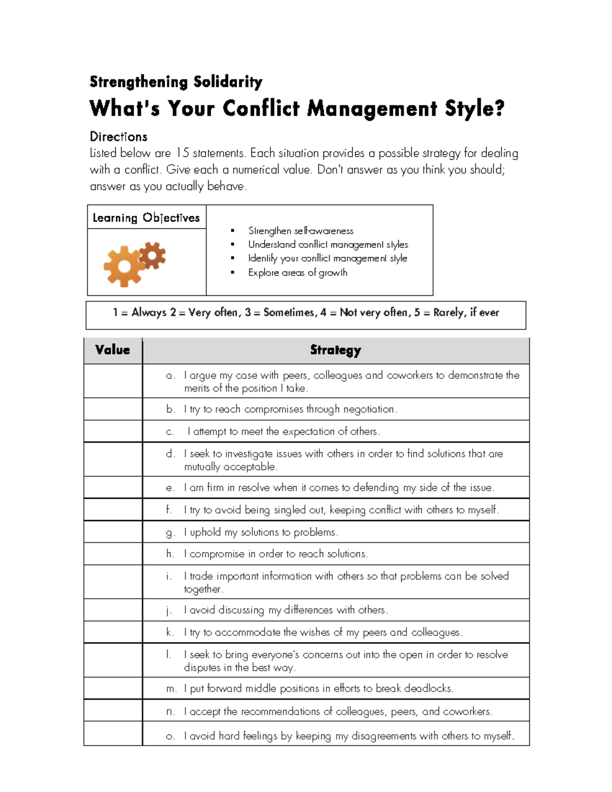 4-Conflict Resolution Activity: Understanding Management Styles - Studocu