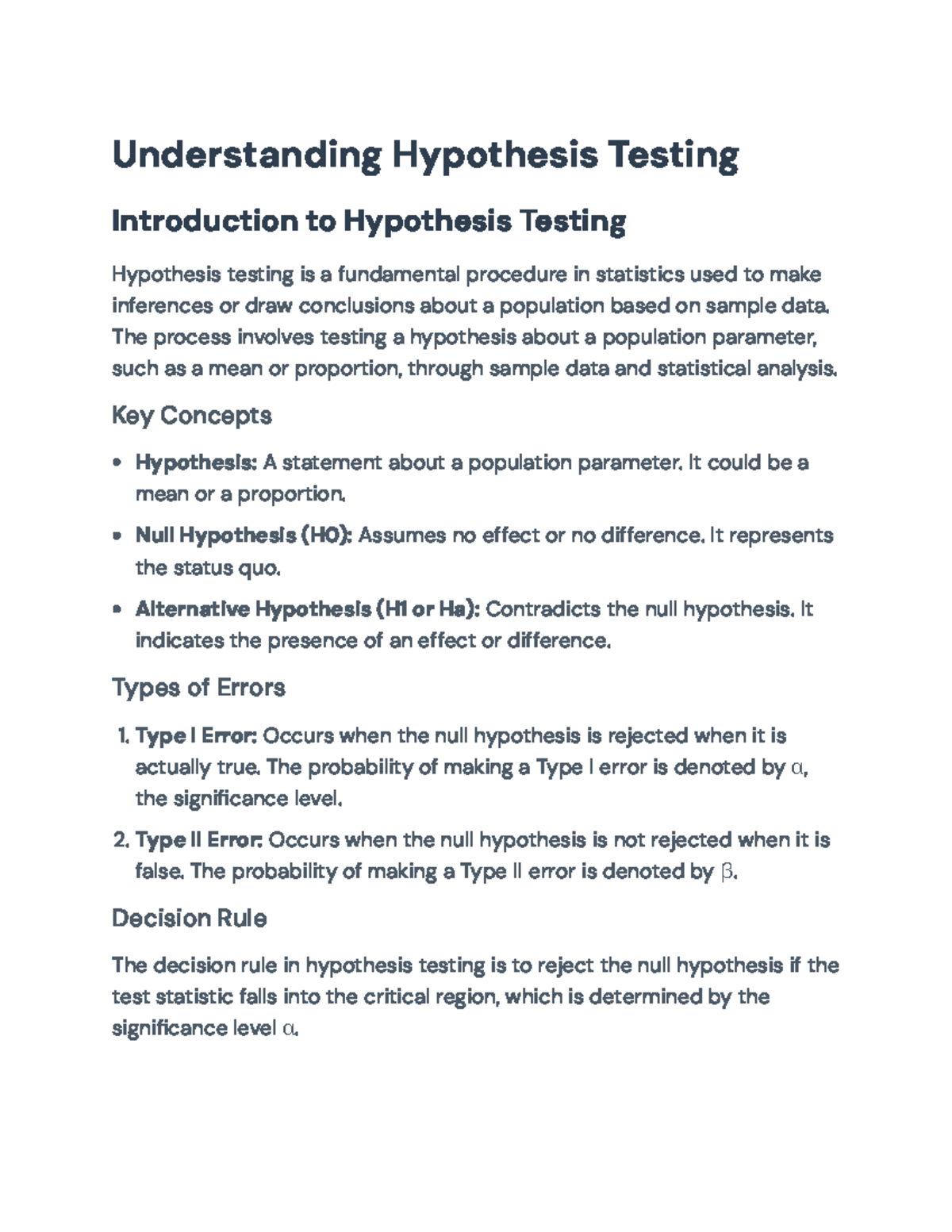 Understanding Hypothesis Testing: Essential Concepts and Examples ...