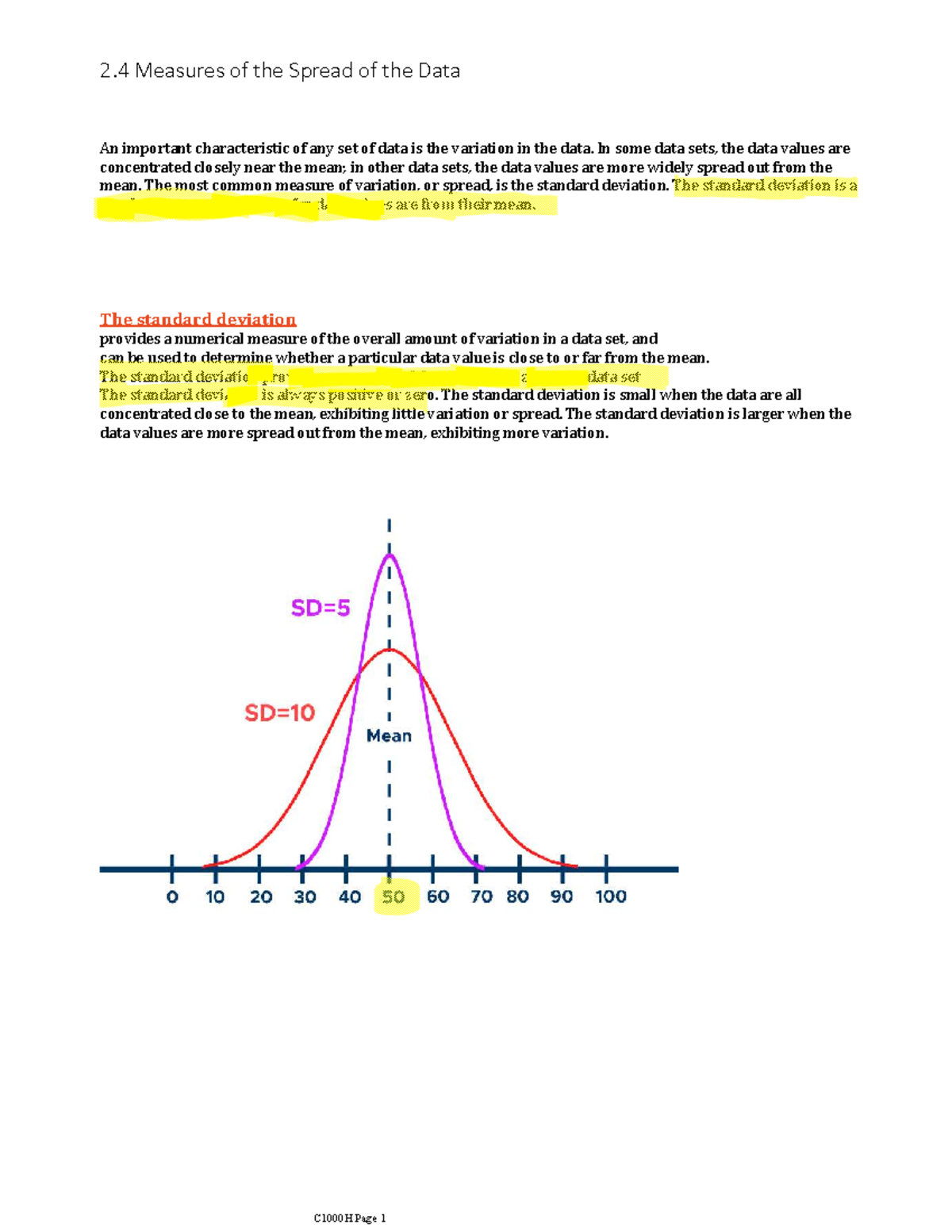 Understanding Standard Deviation & Data Variation (C1000H) - Studocu