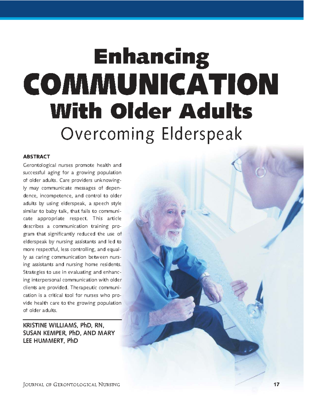 Enhancing Communication with Older Adults: Overcoming Elderspeak ...