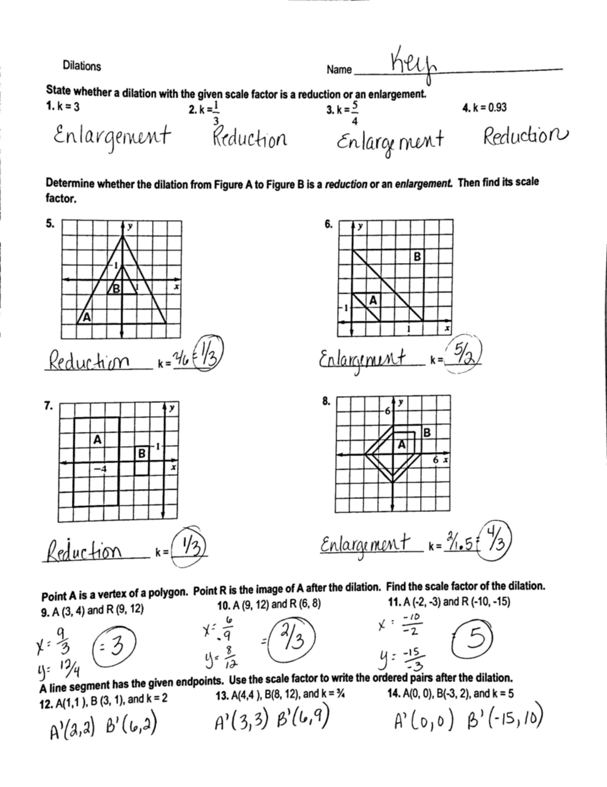 Day 16 - Unit 1c - Work Period - Dilations and Scale Factor Practice ...