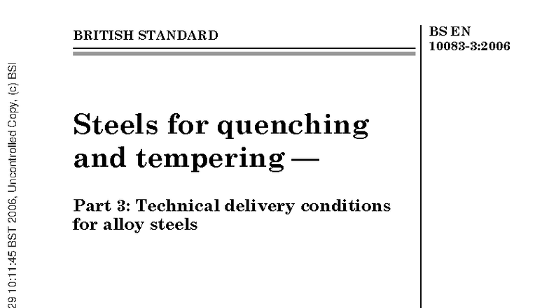 EN 10083-3: Steel for Quenching and Tempering - Alloy Specifications ...