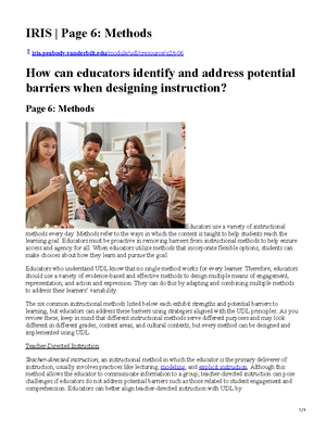 UDL Tips for Crafting Clear, Flexible Learning Goals in Education - IRIS | Page 4: Goals - Studocu