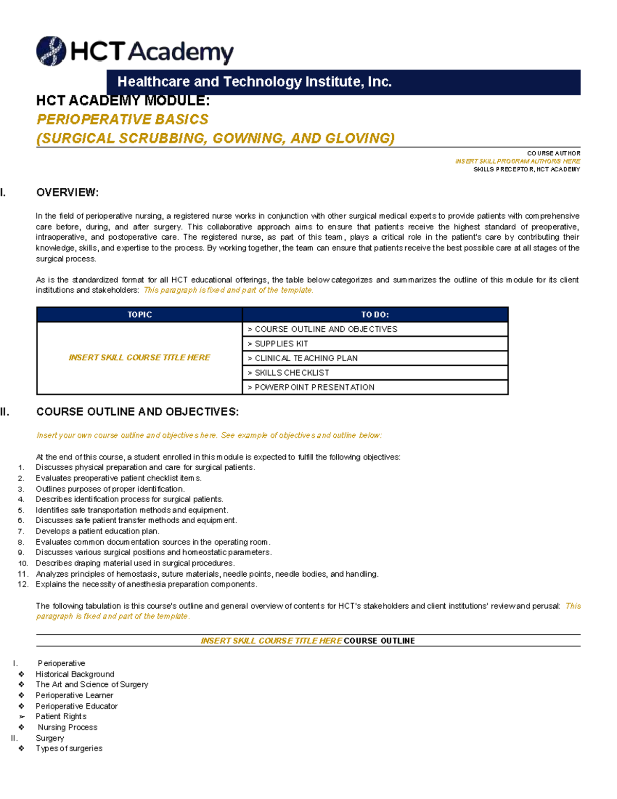 HCT-Module- Perioperative- Basics- Surgical Scrubbing- Gowning-AND ...