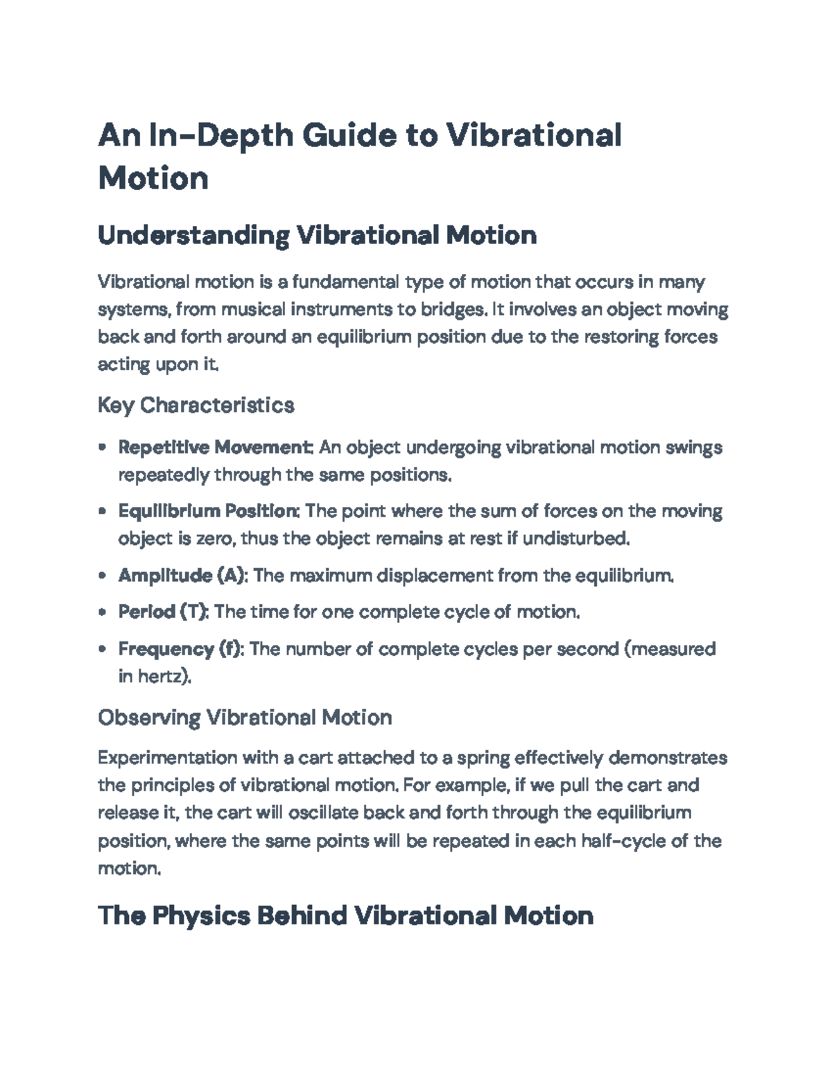 Understanding Vibrational Motion: An In-Depth Physics Guide - An In-Depth Guide to Vibrational ...